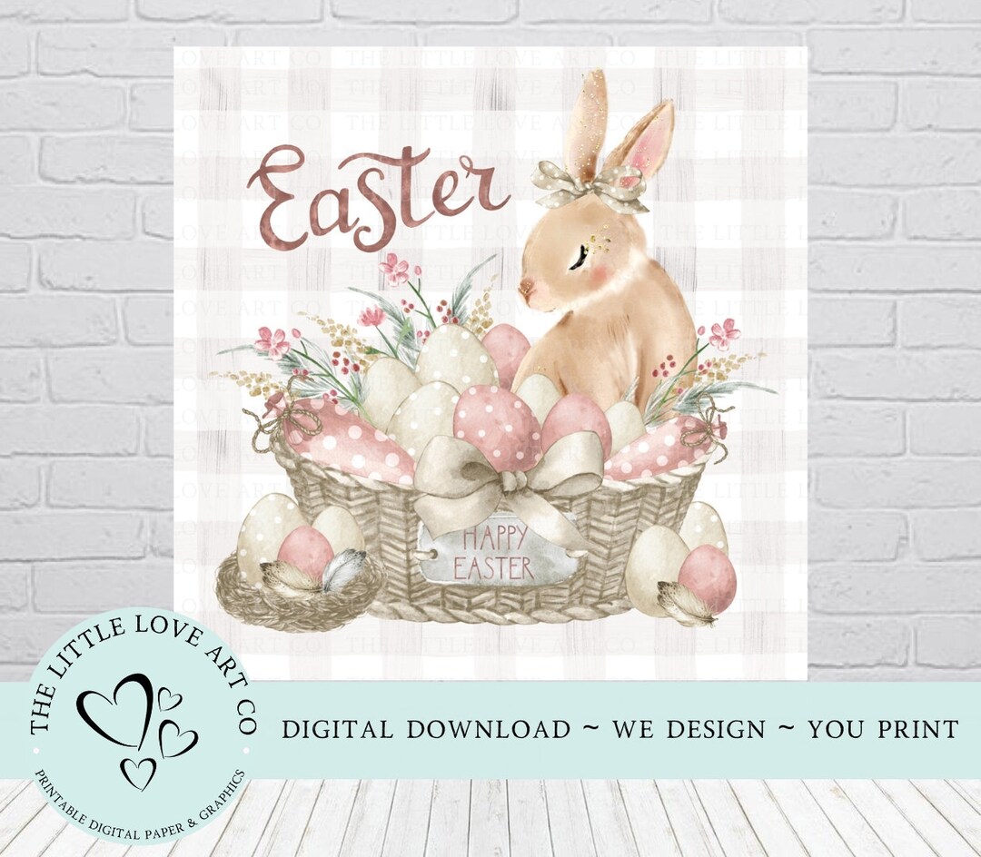 Easter Bunny Basket, Easter Eggs, Spring Farmhouse Decor, Printable ...