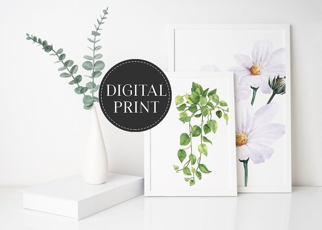 Trailing Leaf Print - Minimalist Printables, Watercolour Digital ...