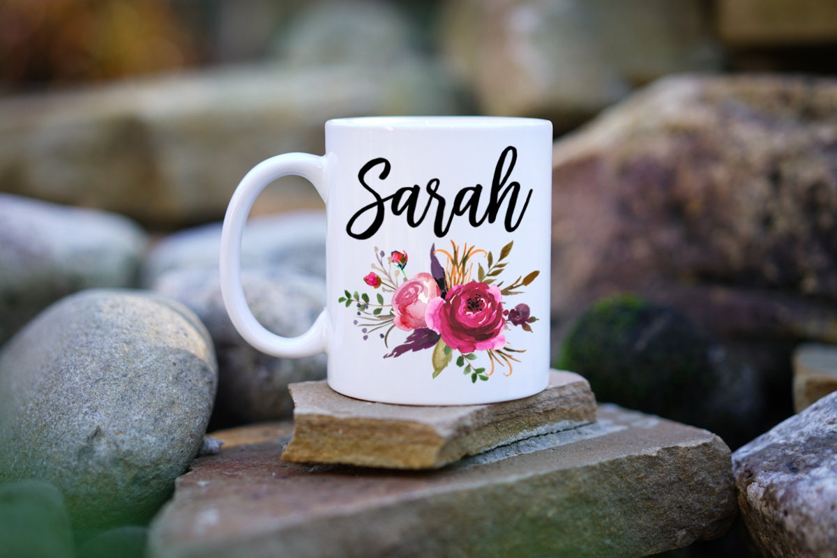 Floral Name Mug Custom Personalized Mug Monogram Mugs Gift | Etsy