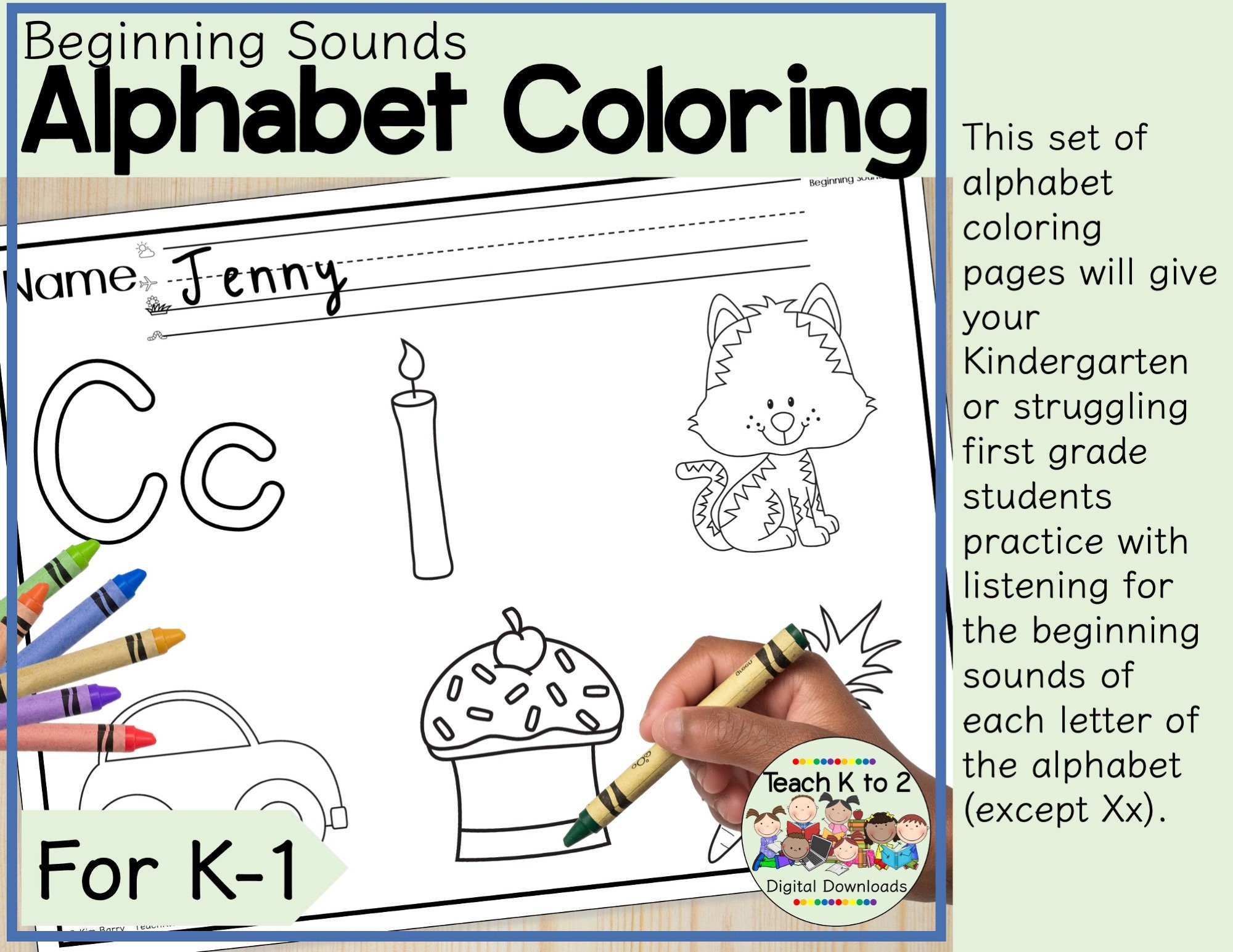 Alphabet Coloring Pages for Beginning Sounds Identification/preschool ...