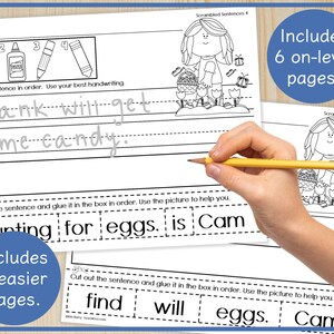 Easter Scrambled Sentences Cut and Paste | Homeschool Writing Fluency ...