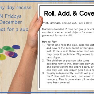 Roll, Add, and Cover Christmas Math Dice Game Kindergarten, First, or ...