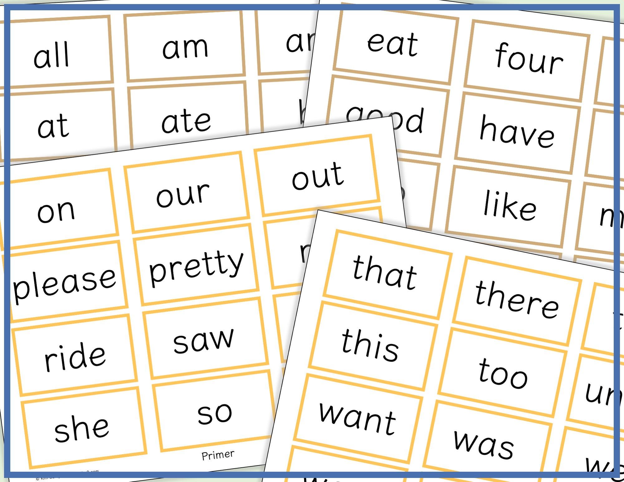 Primer Sight Words BINGO for Kindergarten or First Grade Small Group ...
