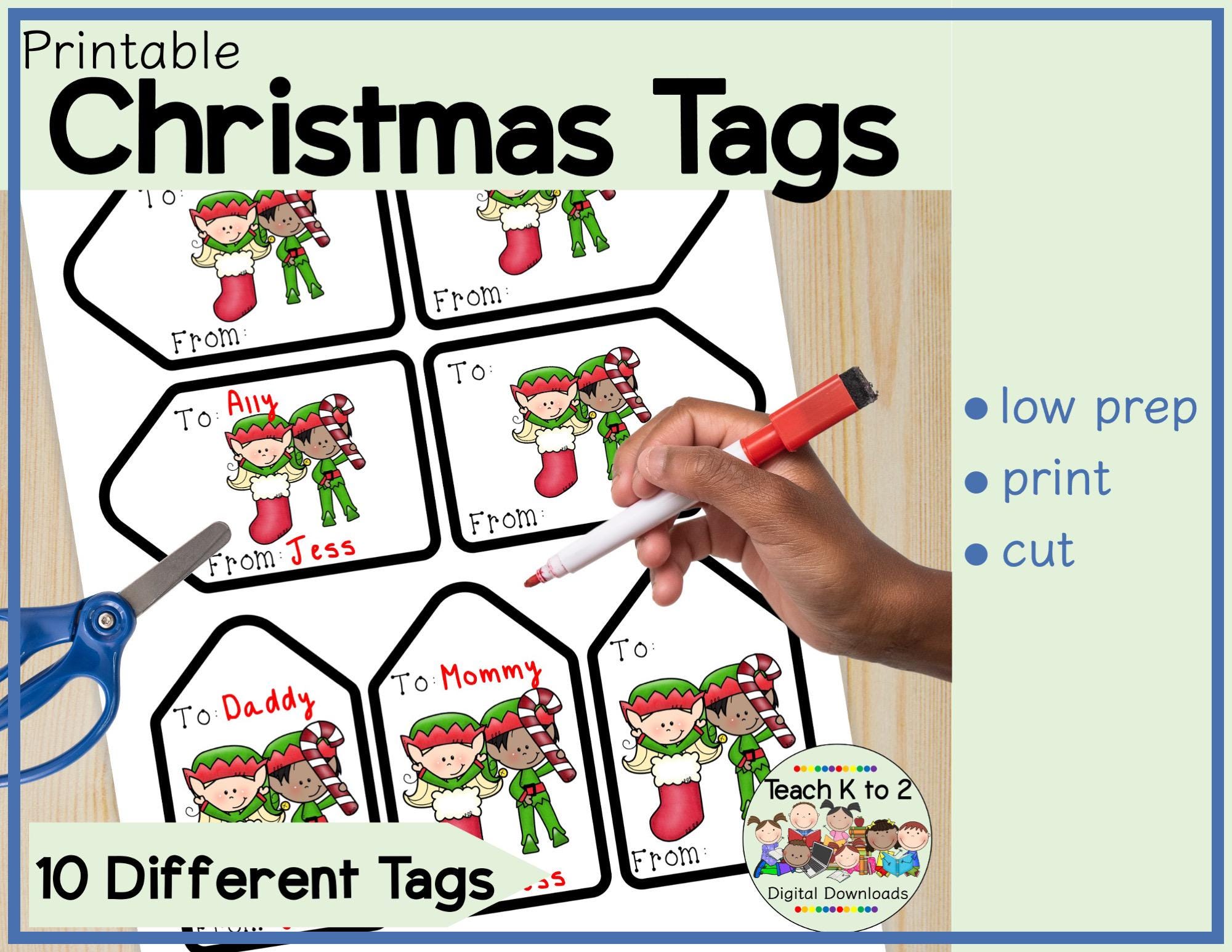Printable Christmas Gift Tags for Young Children, Print for Christmas ...