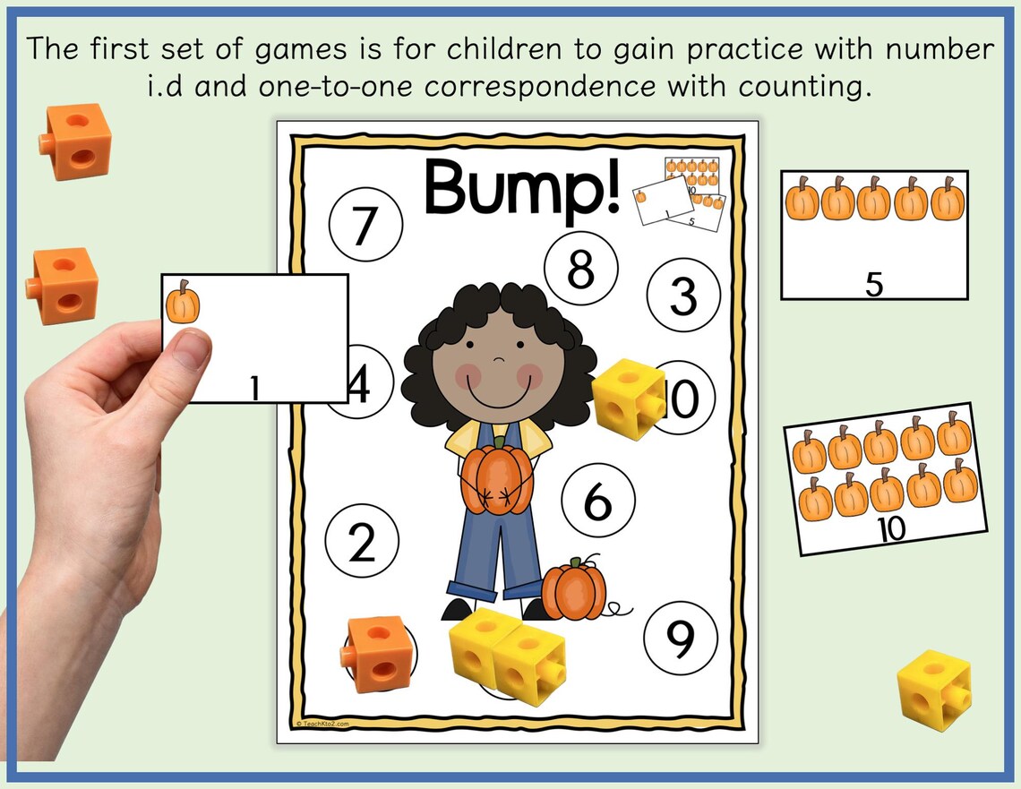 BUMP Math Games for Number ID and Addition to 12 or 18 Differentiated ...