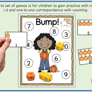 BUMP Math Games for Number ID and Addition to 12 or 18 Differentiated ...