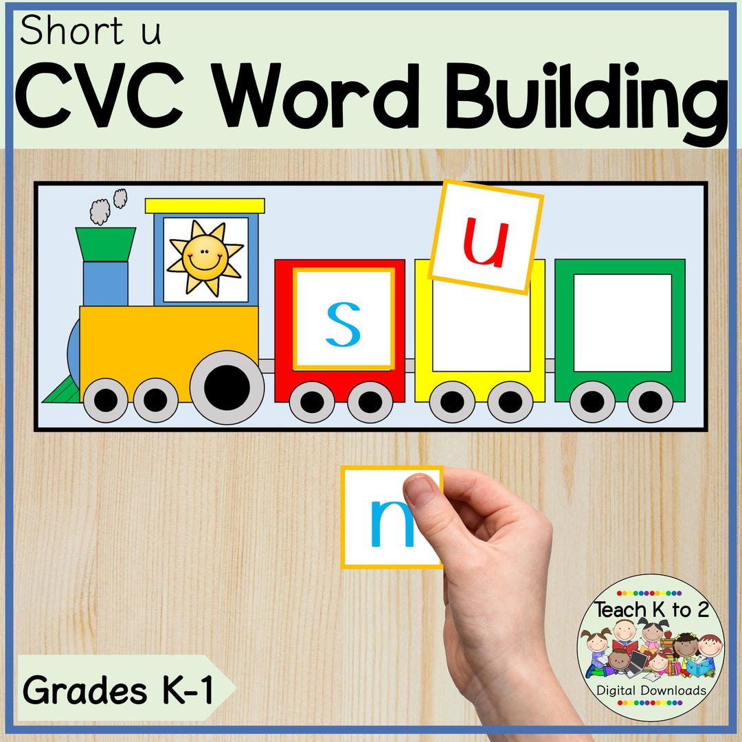 CVC Trains Word Building Activity for Kindergarten or First Grade Small ...