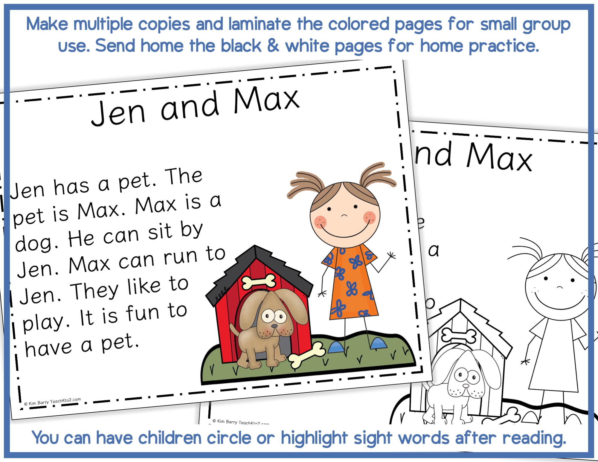 Sight Words Story/decodable Reader/easy Reading for Kindergarten and ...