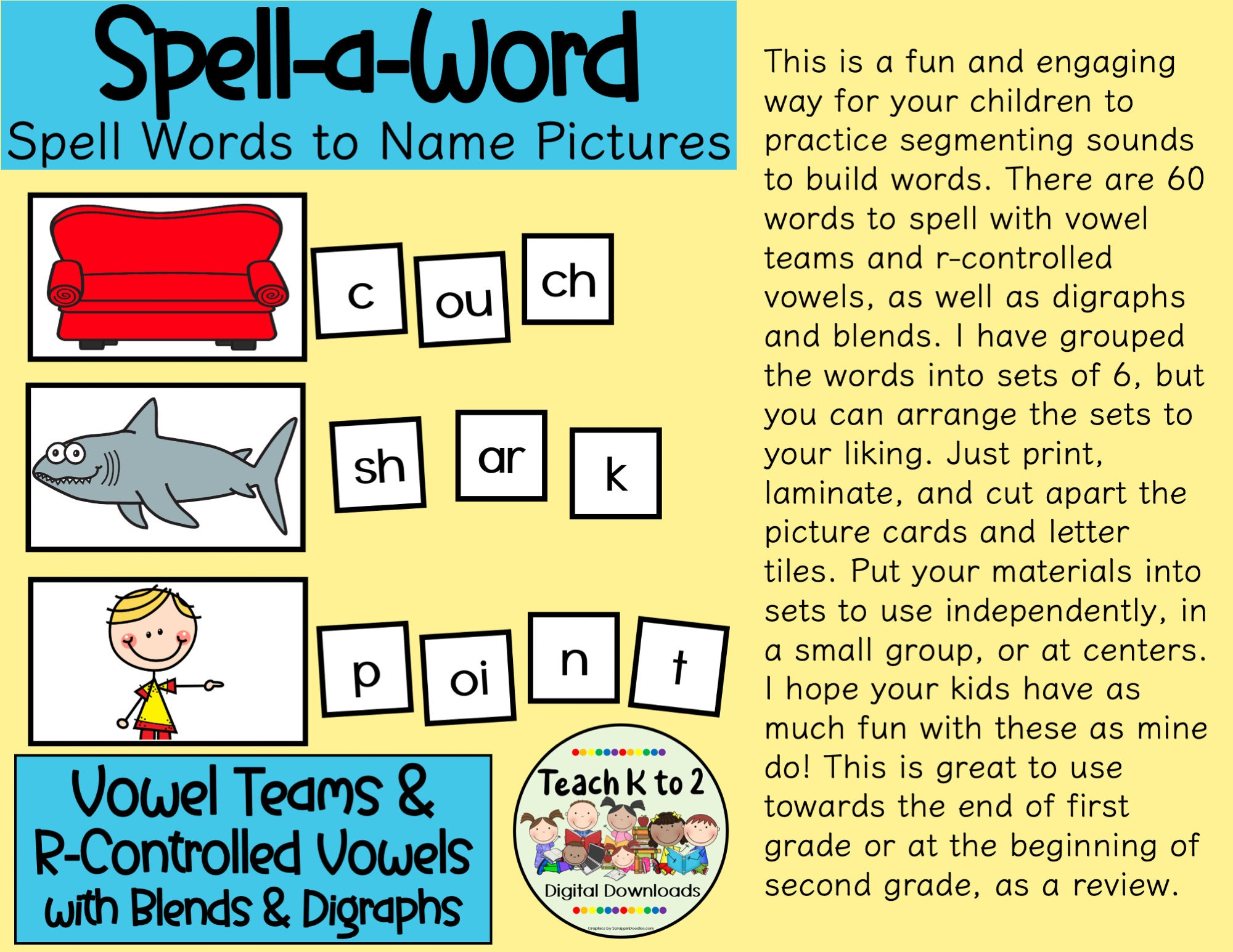 Spell-a Word Vowel Teams/r-controlled Vowels/word - Etsy