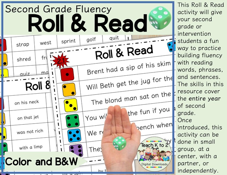 Roll and Read Grade 2 Fluency/words Phrases Sentences Decoding Small ...
