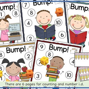 BUMP Math Games for Number ID and Addition to 12 or 18 Differentiated ...