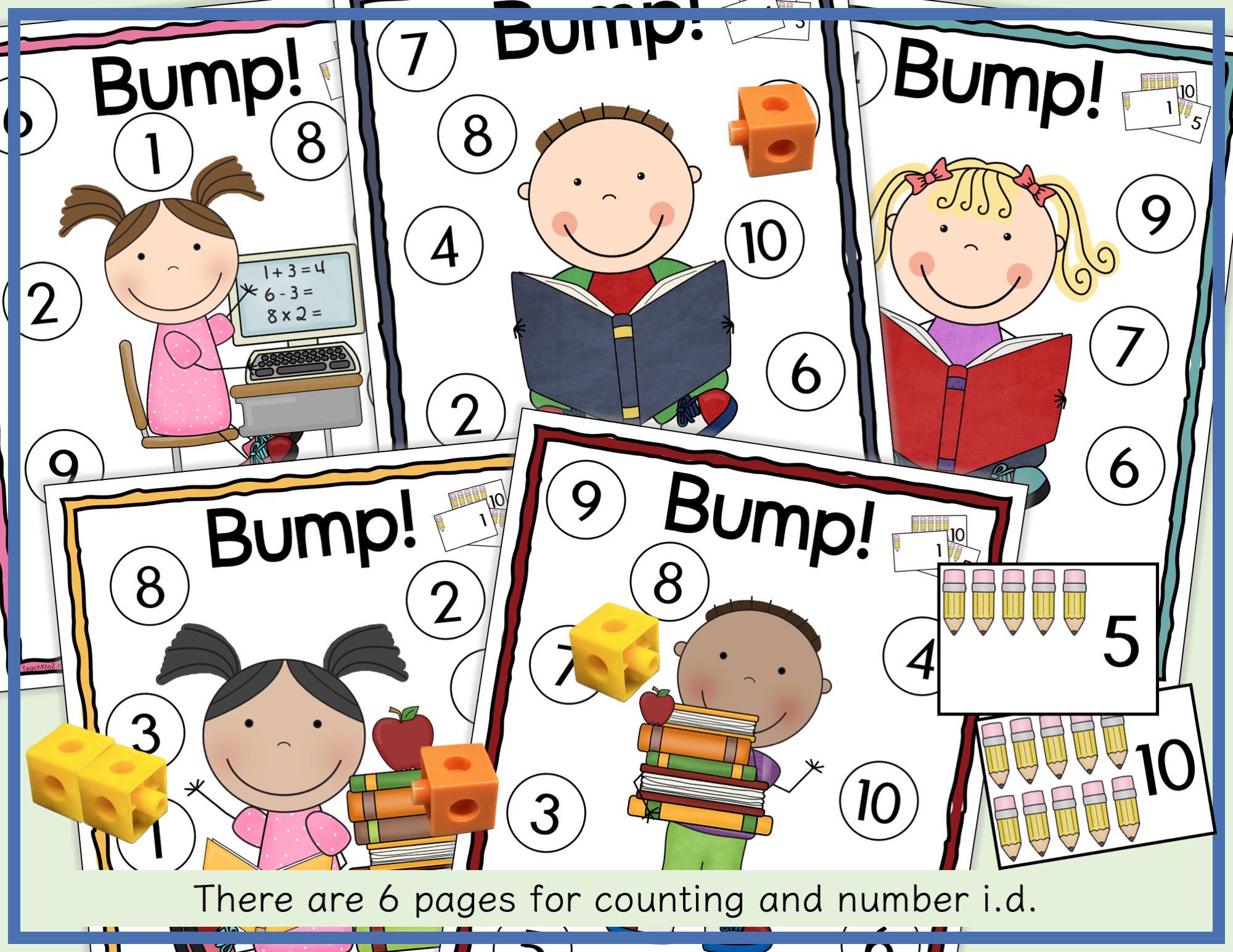 BUMP Math Games for Number ID and Addition to 12 or 18 Differentiated ...