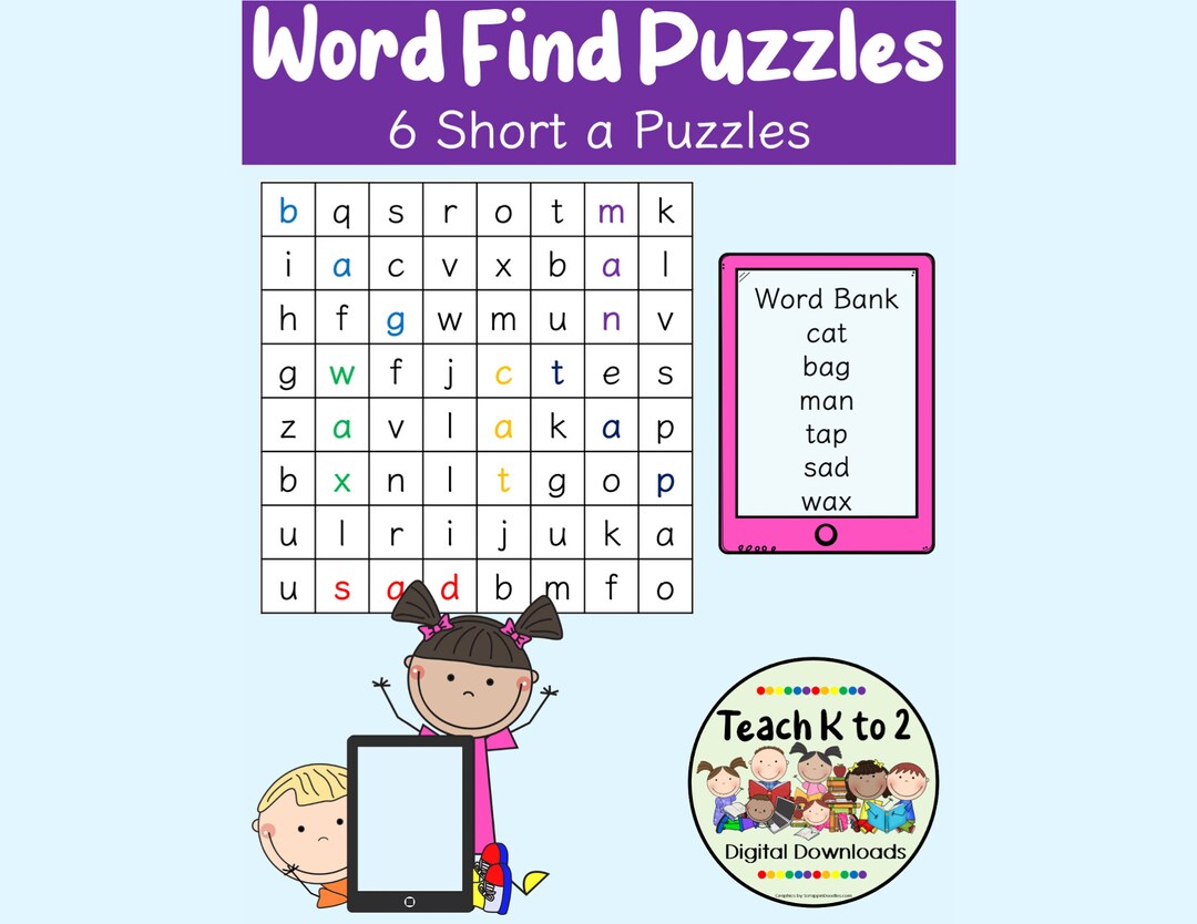 Short a Word Search Puzzles/phonics Word Find/vowel - Etsy