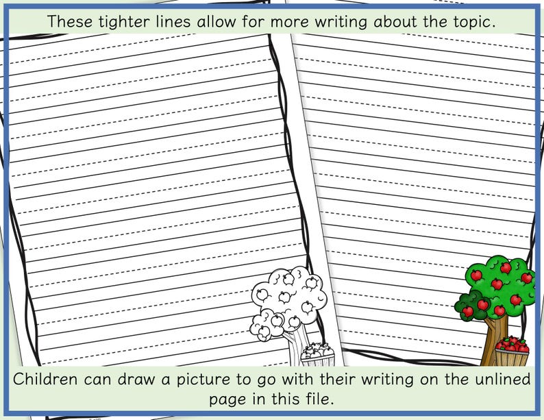 Apple Themed Primary Lined Writing Paper Differentiated for ...