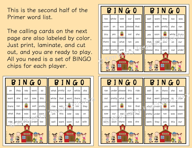 Dolch Sight Words Bingo/primer/small Group Guided Play/intervention ...