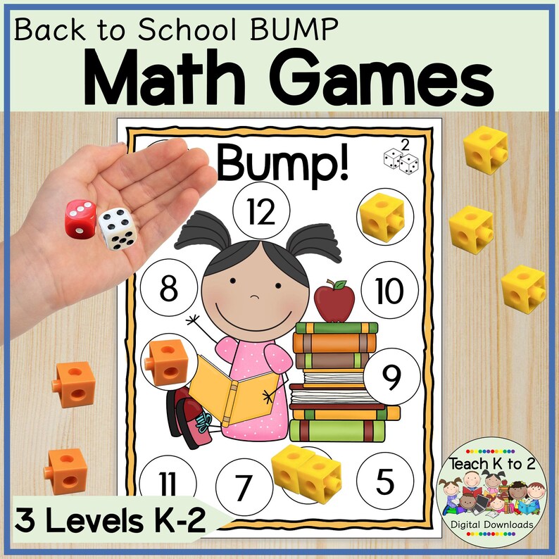 BUMP Math Games for Number ID and Addition to 12 or 18 Differentiated ...