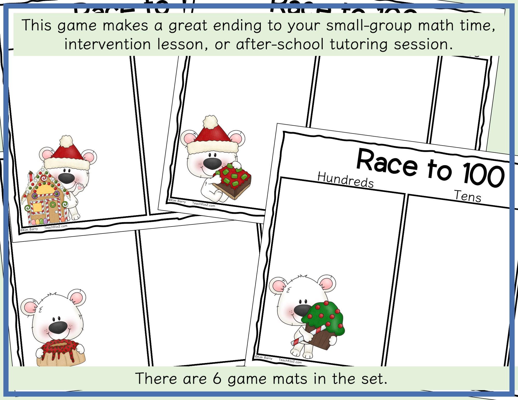 Christmas Race to 100 Place Value Game for Second Grade December Math ...