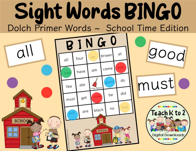 Dolch Sight Words Bingo/primer/small Group Guided Play/intervention ...