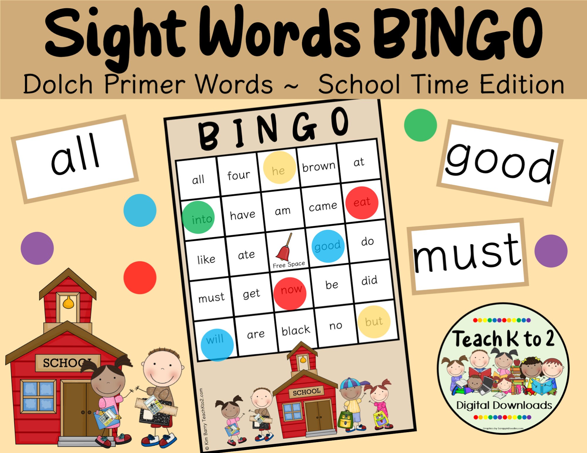 Dolch Sight Words Bingo/primer/small Group Guided Play/intervention ...