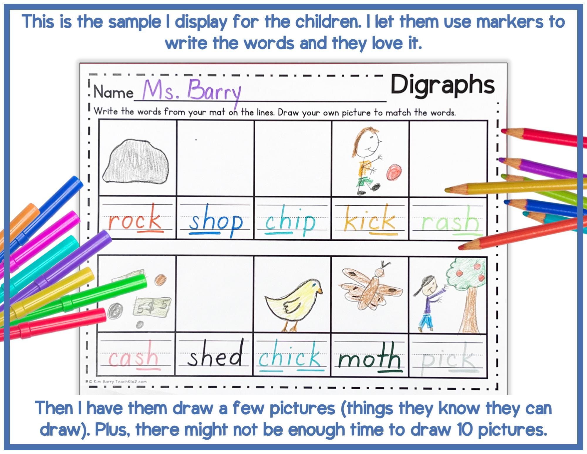 Digraphs Decoding and Picture Matching Word Mats for Grades K-1 ...