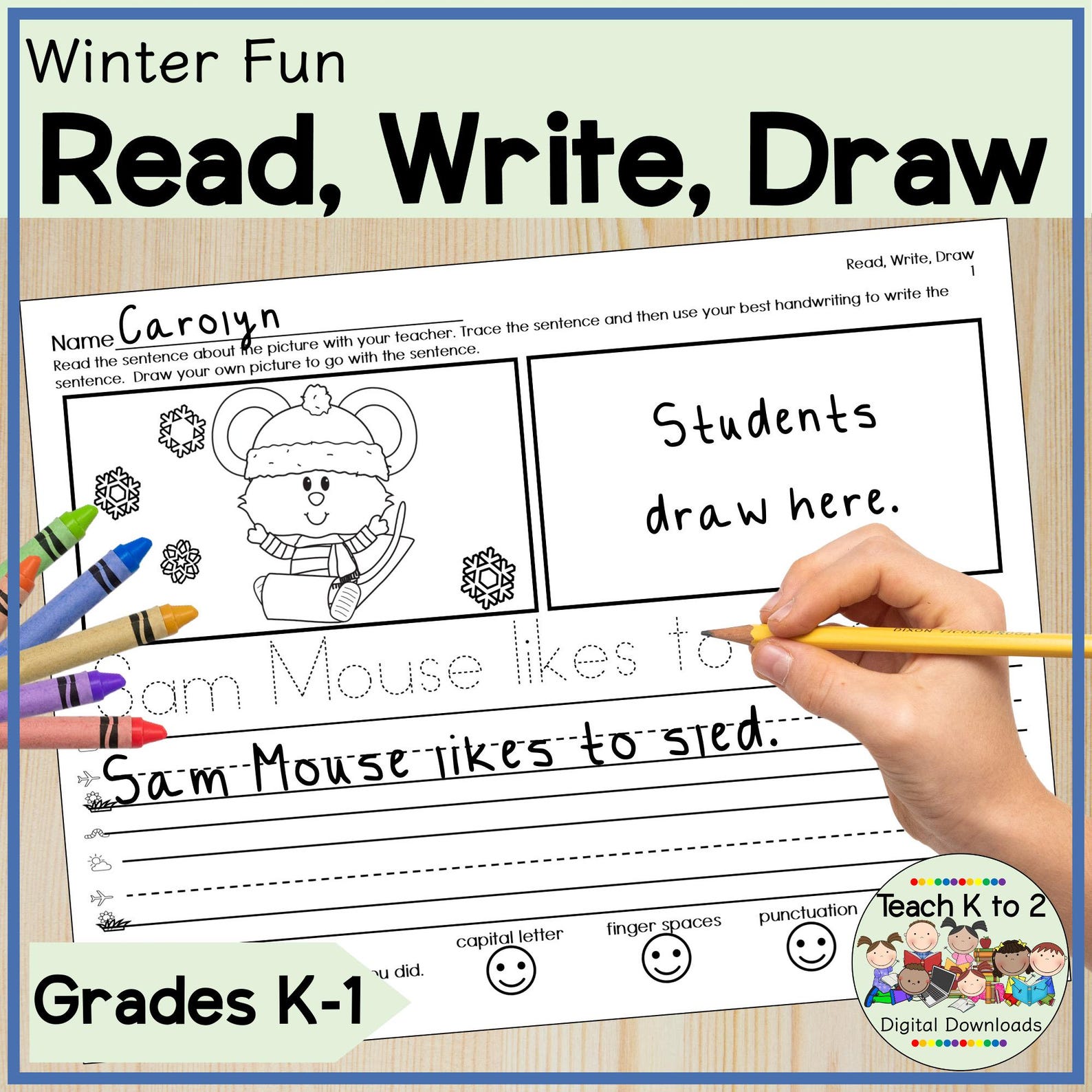 Winter Sentence Writing Worksheets for Kindergarten or First Grade ...