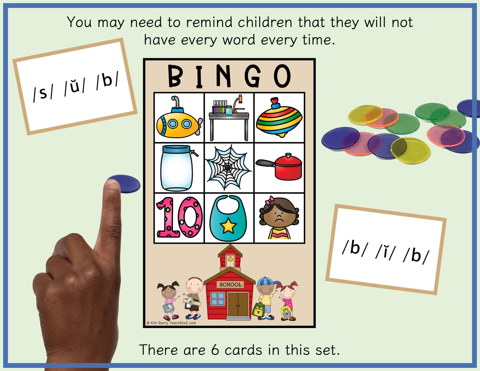 Blending BINGO Phonemic Awareness Back to School Themed Game for ...