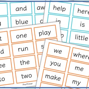 Pre-primer Sight Words BINGO for Kindergarten or First Grade Small ...