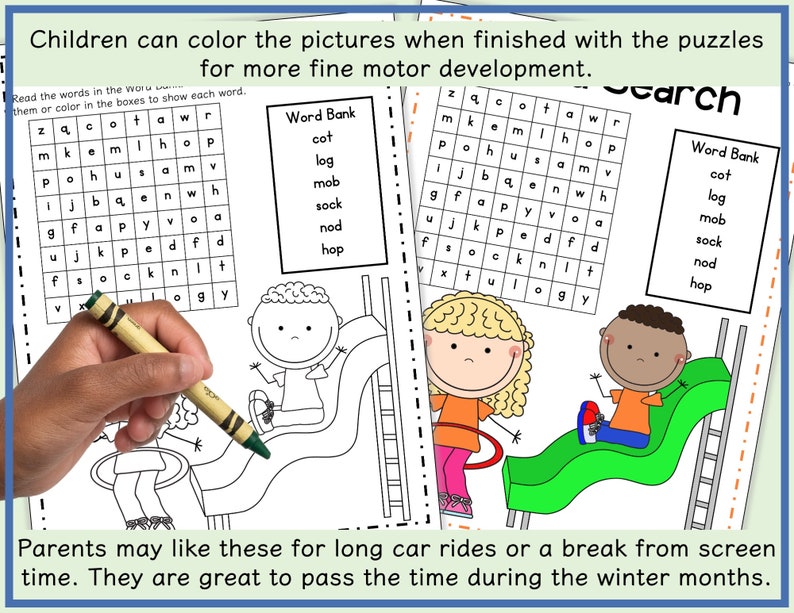 Short O Word Search Puzzles for Grade 1 Literacy Centers/short Vowels ...
