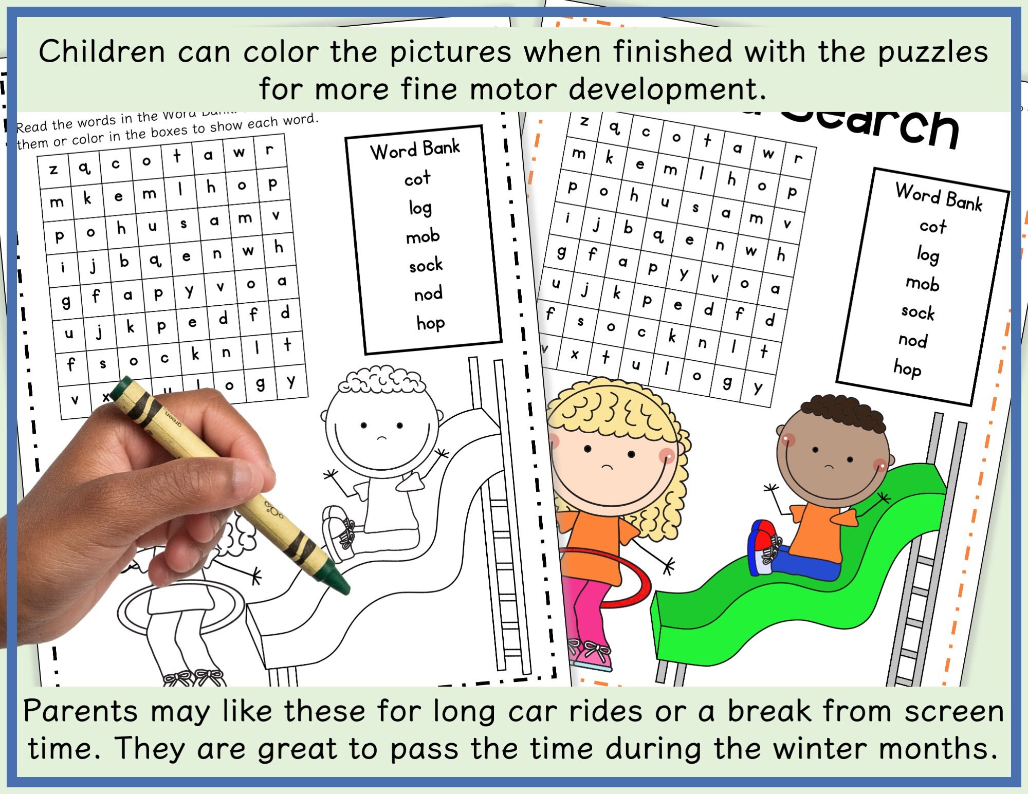 Short O Word Search Puzzles for Grade 1 Literacy Centers/short Vowels ...