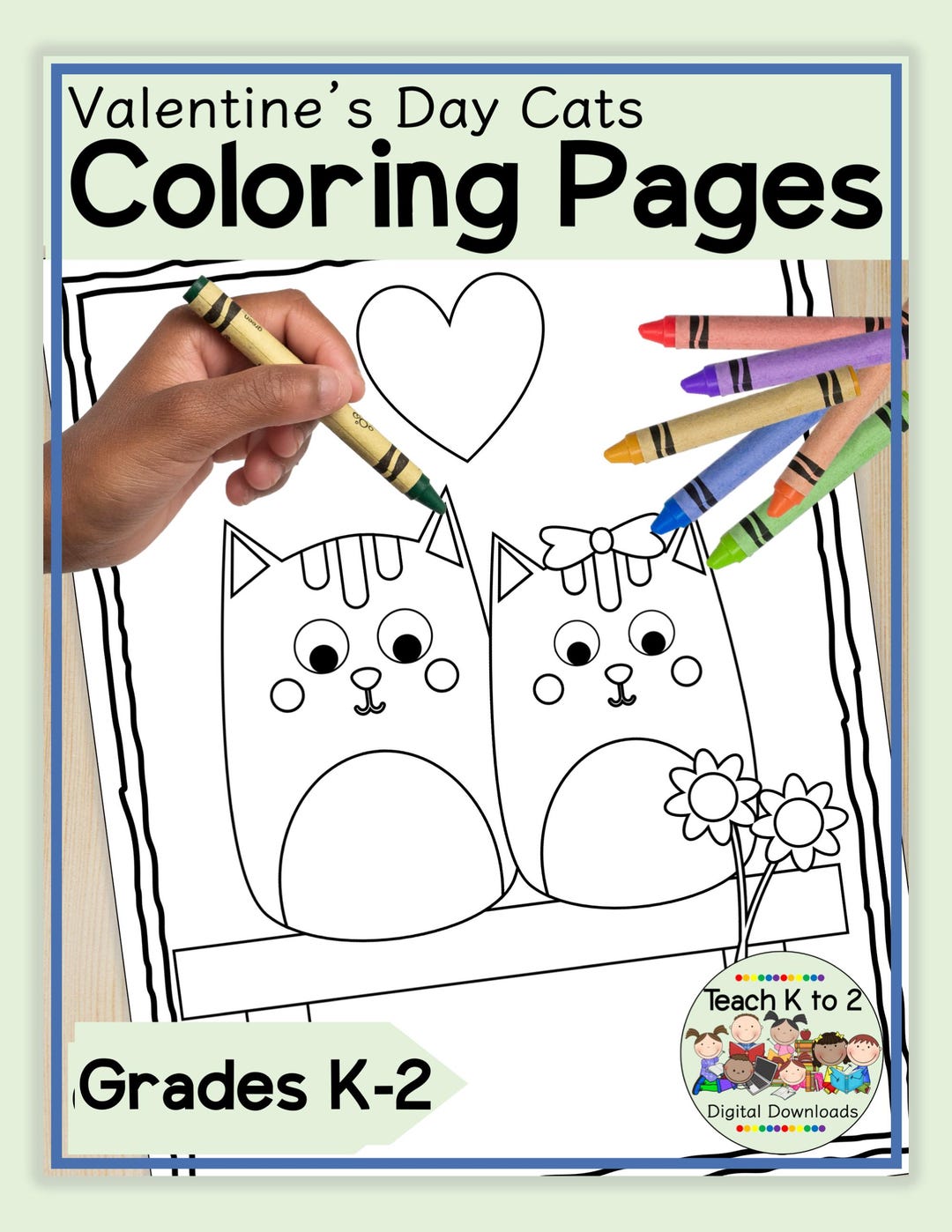 Printable Valentine Cats Coloring Pages | Instant Download |fine Motor ...