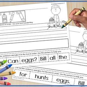 Easter Scrambled Sentences Cut and Paste | Homeschool Writing Fluency ...