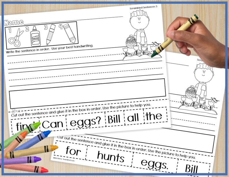 Easter Scrambled Sentences Cut and Paste | Homeschool Writing Fluency ...