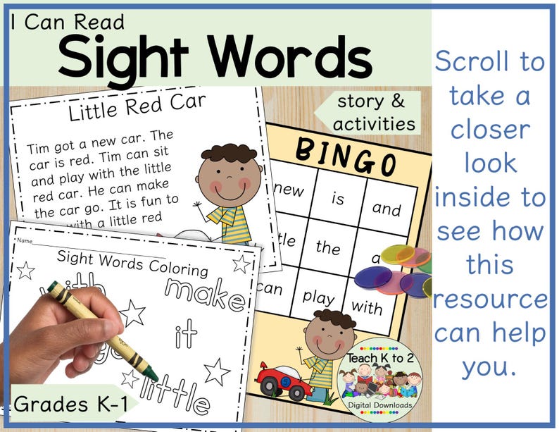 Sight Words Story/decodable Reader/easy Reading for Kindergarten and ...