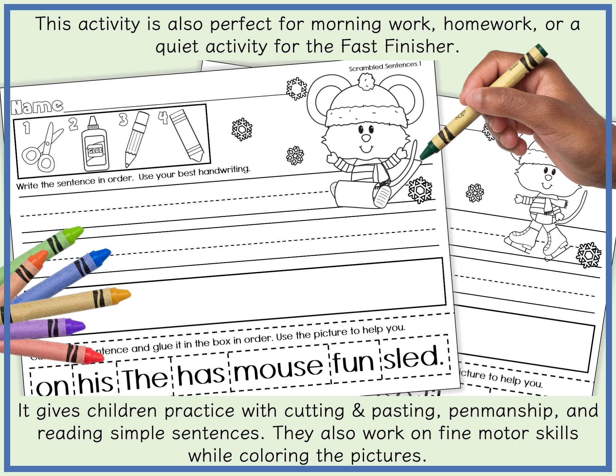 Scrambled Sentences Cut and Paste Writing Activity for Grades 1-2 ...