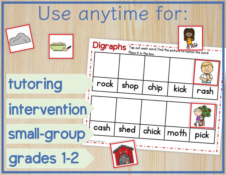 Decode and Match Digraphs With Pictures | Grades 1-2 Literacy Centers ...