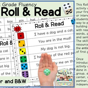 Roll and Read Grade 1 Fluency/words Phrases Sentences Decoding Small ...