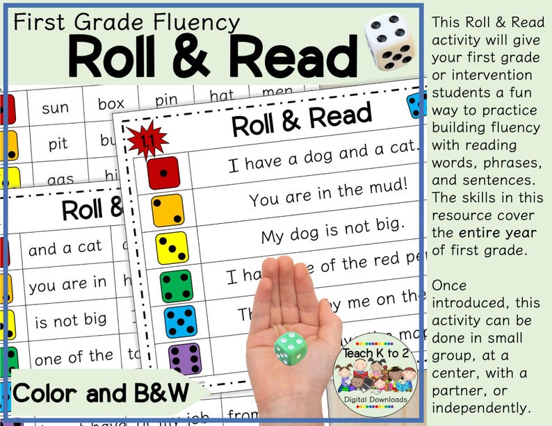 Roll and Read Grade 1 Fluency/words Phrases Sentences Decoding Small ...