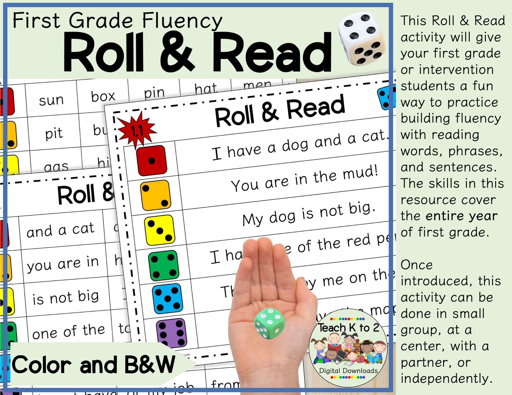 Roll and Read Grade 1 Fluency/words Phrases Sentences Decoding Small ...