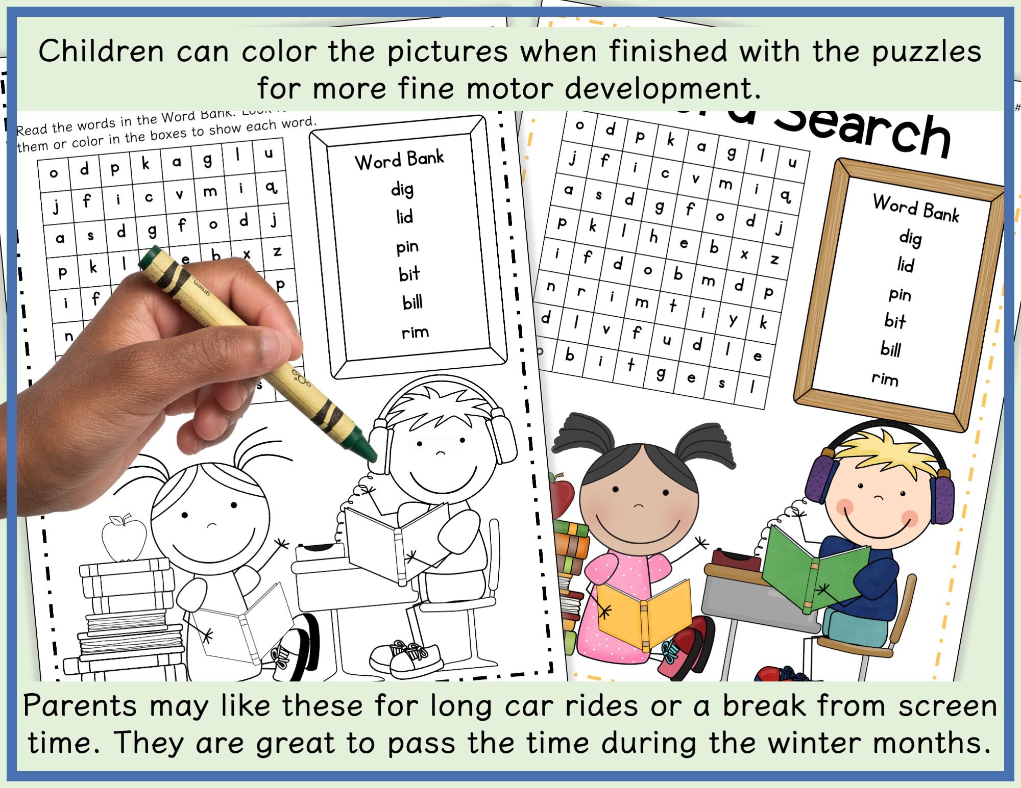 Short I Word Search Puzzles for Grade 1 Literacy Centers/first Grade ...