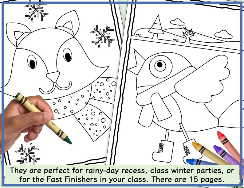 Winter Animals Coloring Pages for Kindergarten, First, or Second Grade ...