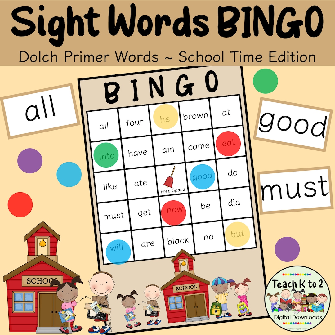 Dolch Sight Words Bingo/primer/small Group Guided Play/intervention ...