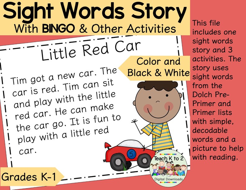 Sight Words Story/decodable Reader/easy Reading for Kindergarten and ...