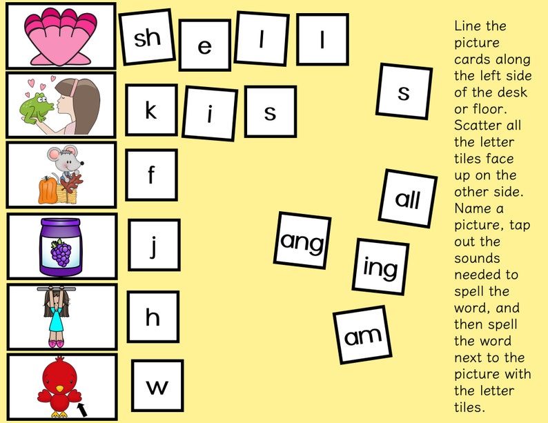 Spell-a Word Bonus Letters & Glued Sounds Word - Etsy