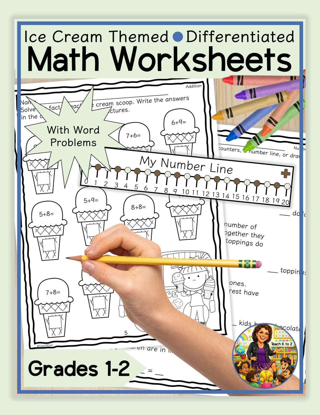 Differentiated Ice Cream Themed Math Worksheets With Word Problems ...