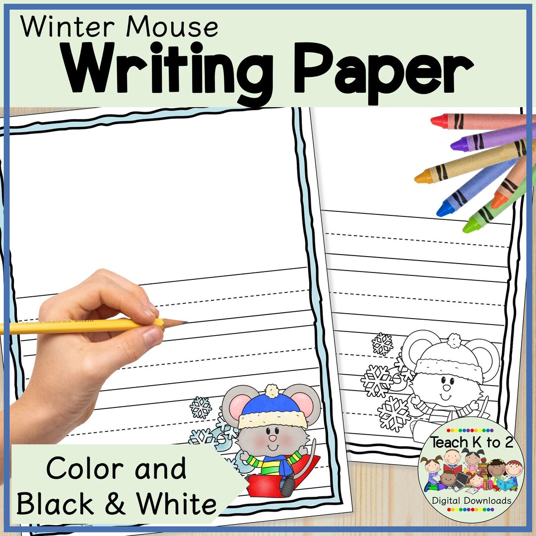 Winter Mouse Themed Primary Lined Writing Paper Differentiated for ...