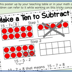 Make a Ten to Subtract Math Worksheets & Anchor Chart for Small Group ...