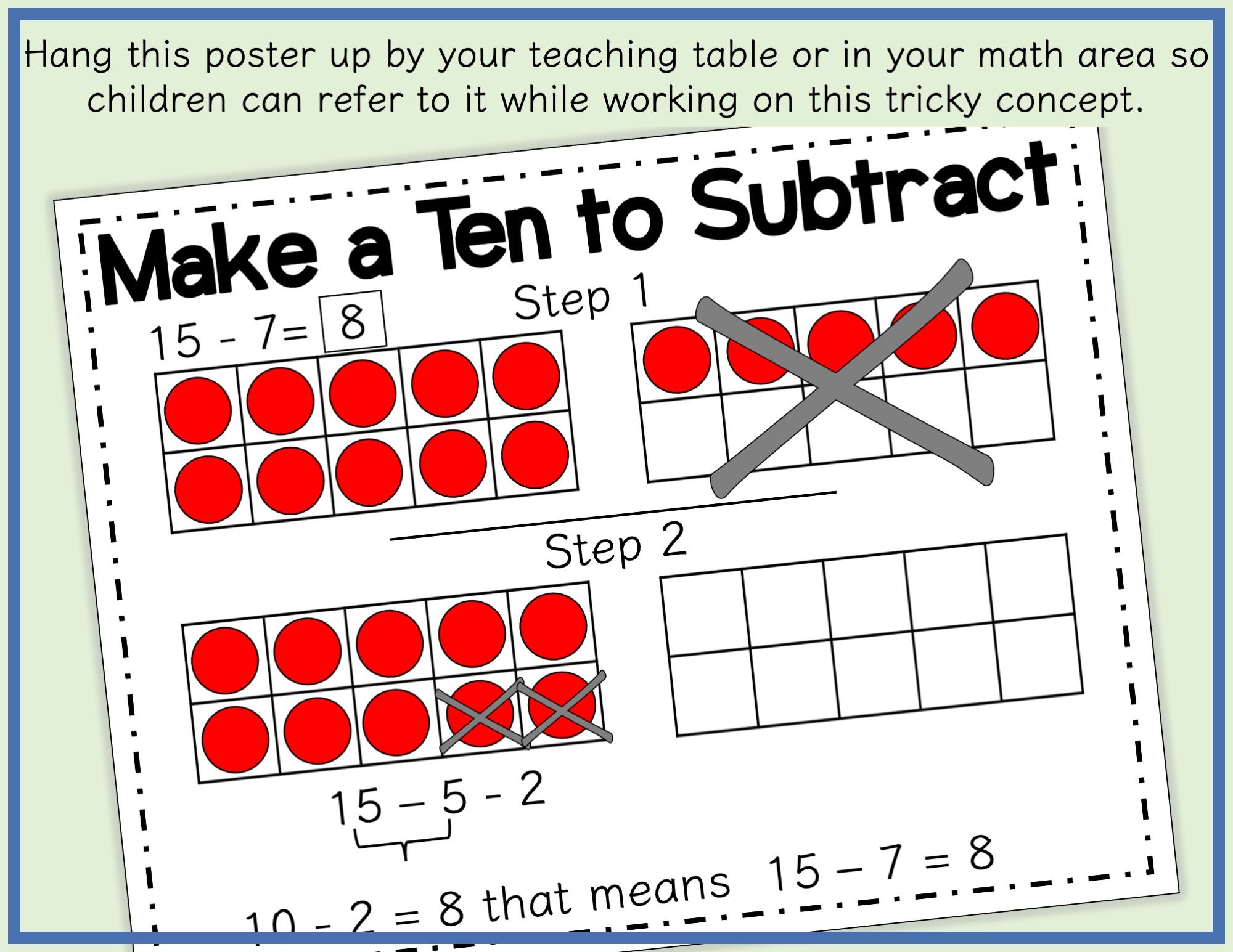 Make a Ten to Subtract Math Worksheets & Anchor Chart for Small Group ...