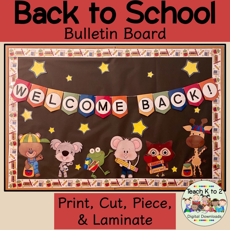 Back to School Bulletin Board Set/animals at School/classroom Decor ...