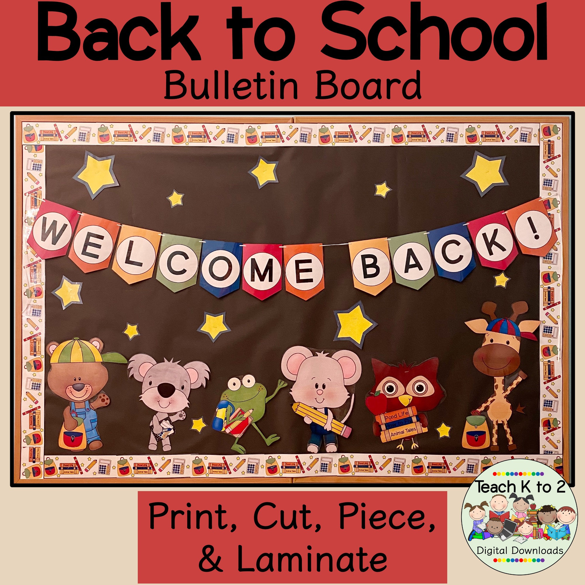 Back to School Bulletin Board Set/animals at School/classroom Decor ...