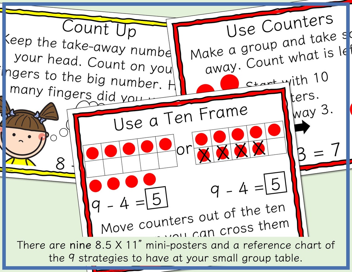 Subtraction Strategies Mini-posters for Grade 1/anchor Charts for First ...